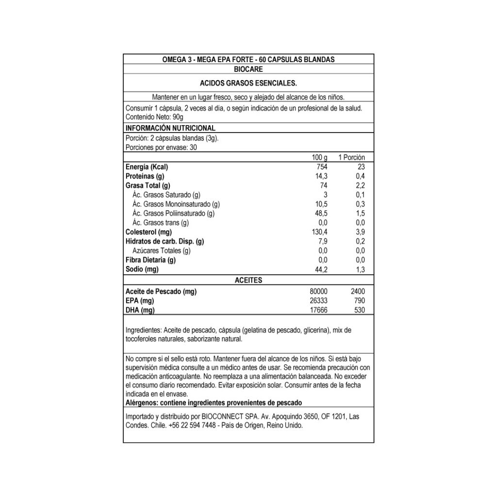 Mega EPA Forte - Omega 3 60 Cápsulas - Alta Concentración EPA/DHA - Suplementos Naturales ...
